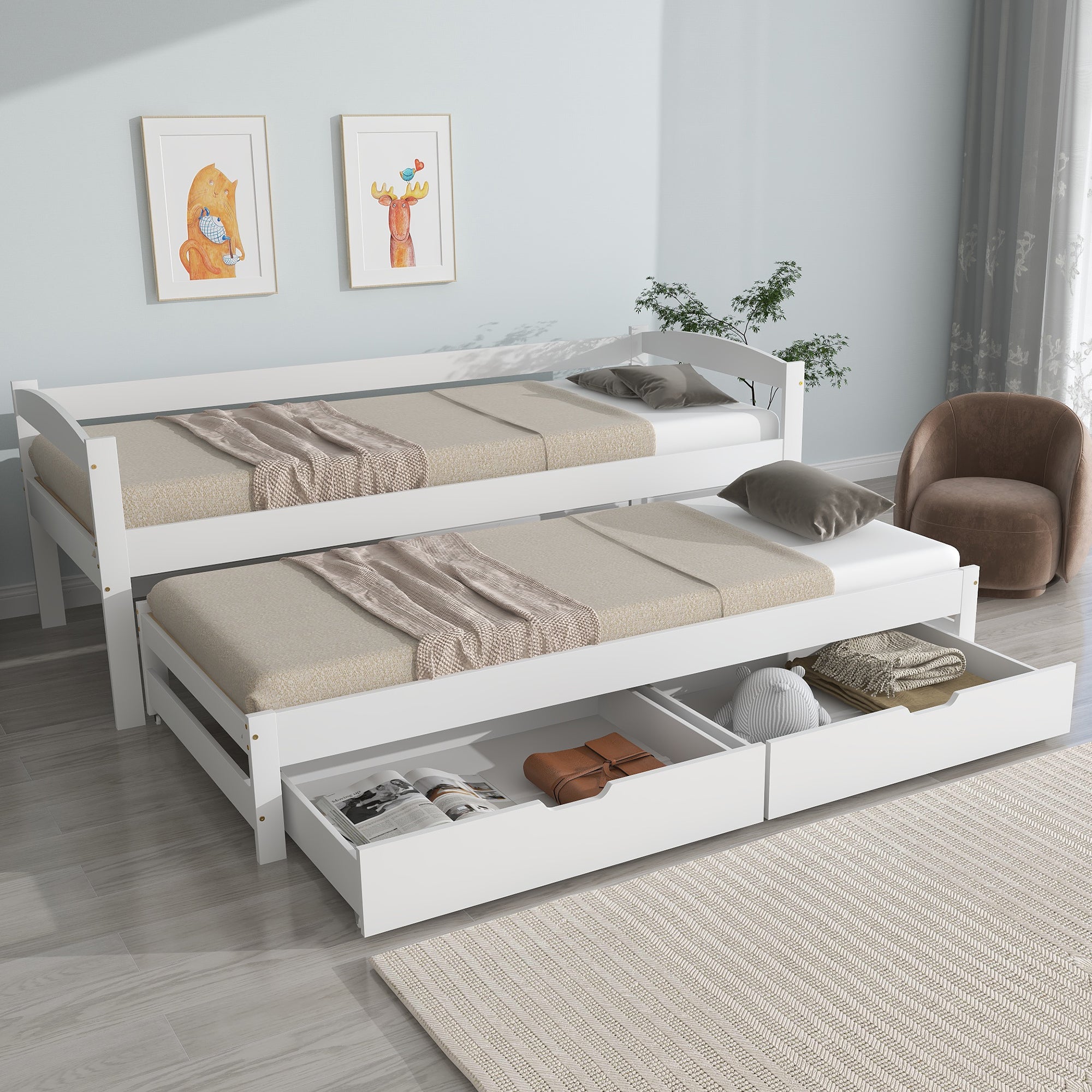 [] Lit de repos, lit simple et double, lit coulissant avec roulettes en ...