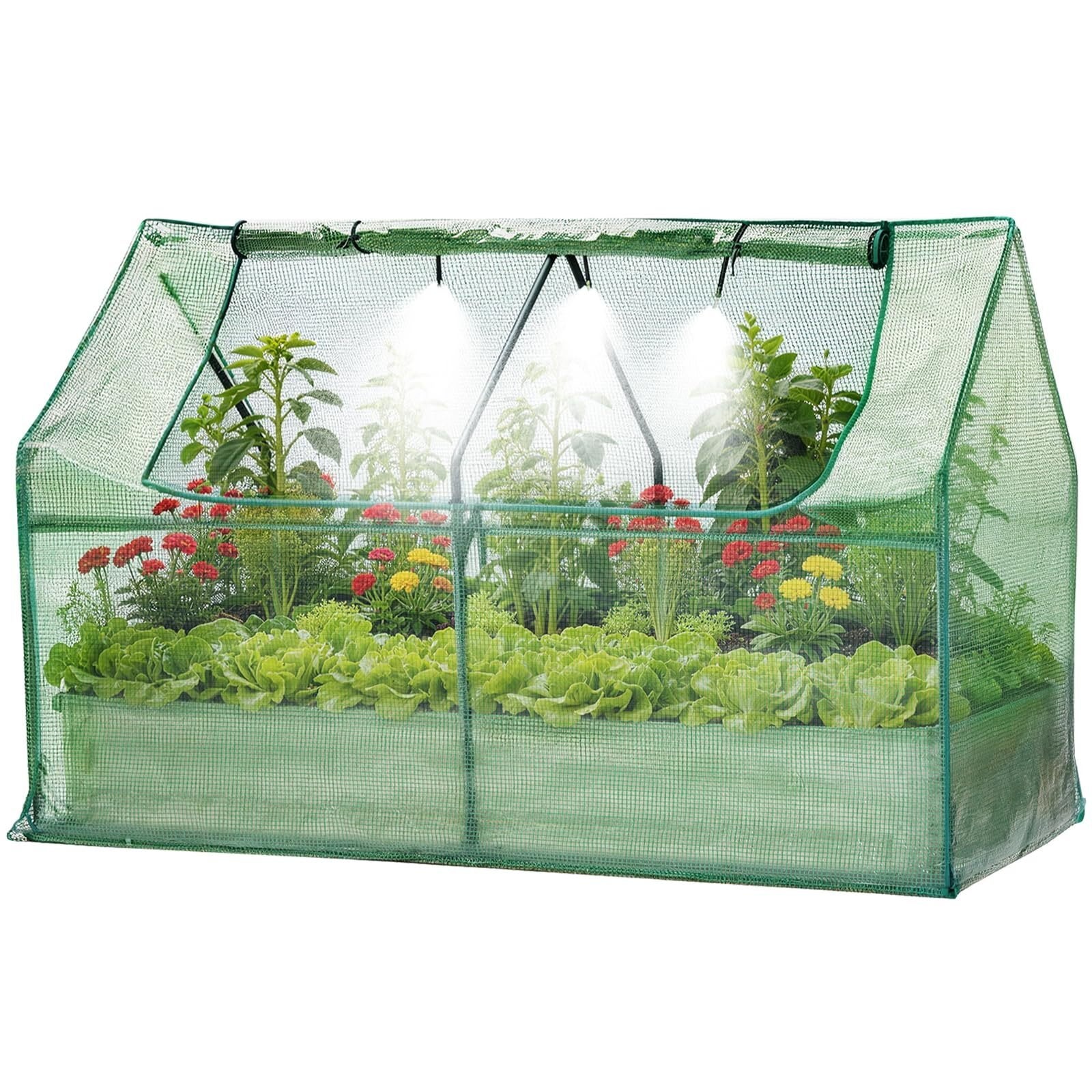 Huerto elevado, caja cultivadora metálica 3 en 1, invernadero inclinado ...