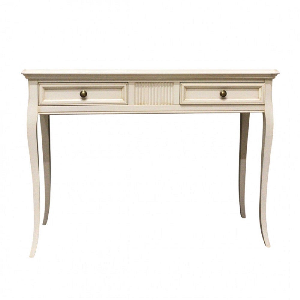 MOBILI 2G - CONSOLLE CLASSICA IN LEGNO 2 CASSETTI INTARSIATA BIANCO ...