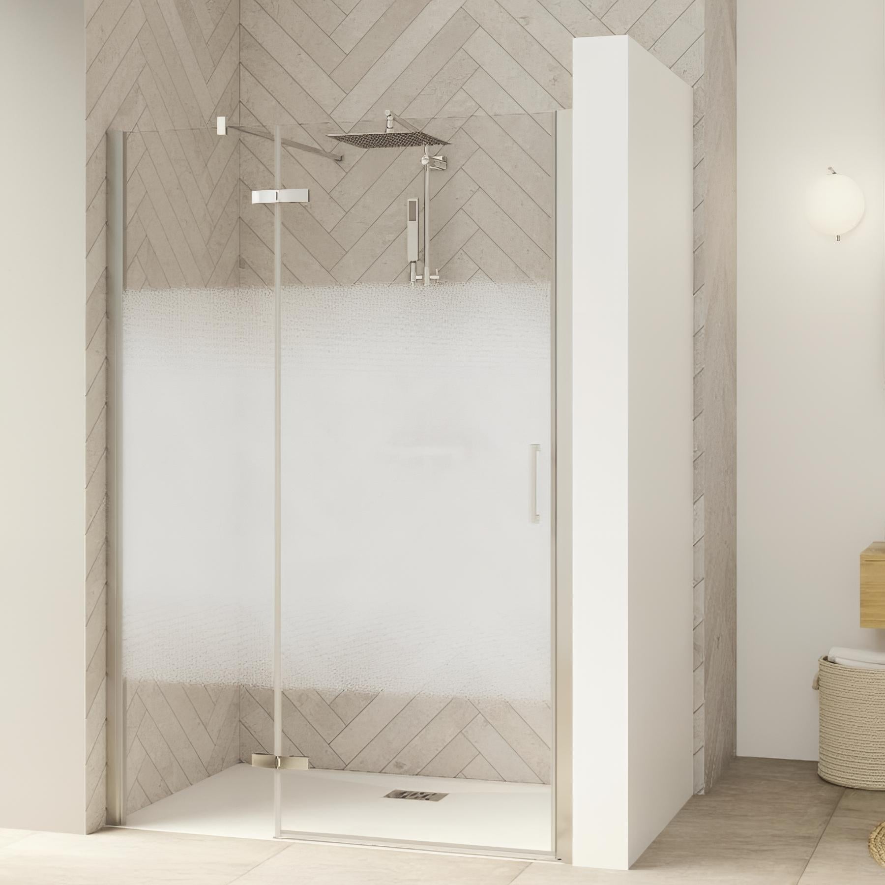 Porte de douche KINEDO SMART DESIGN 1 pivotante+1 fixe sans seuil ...
