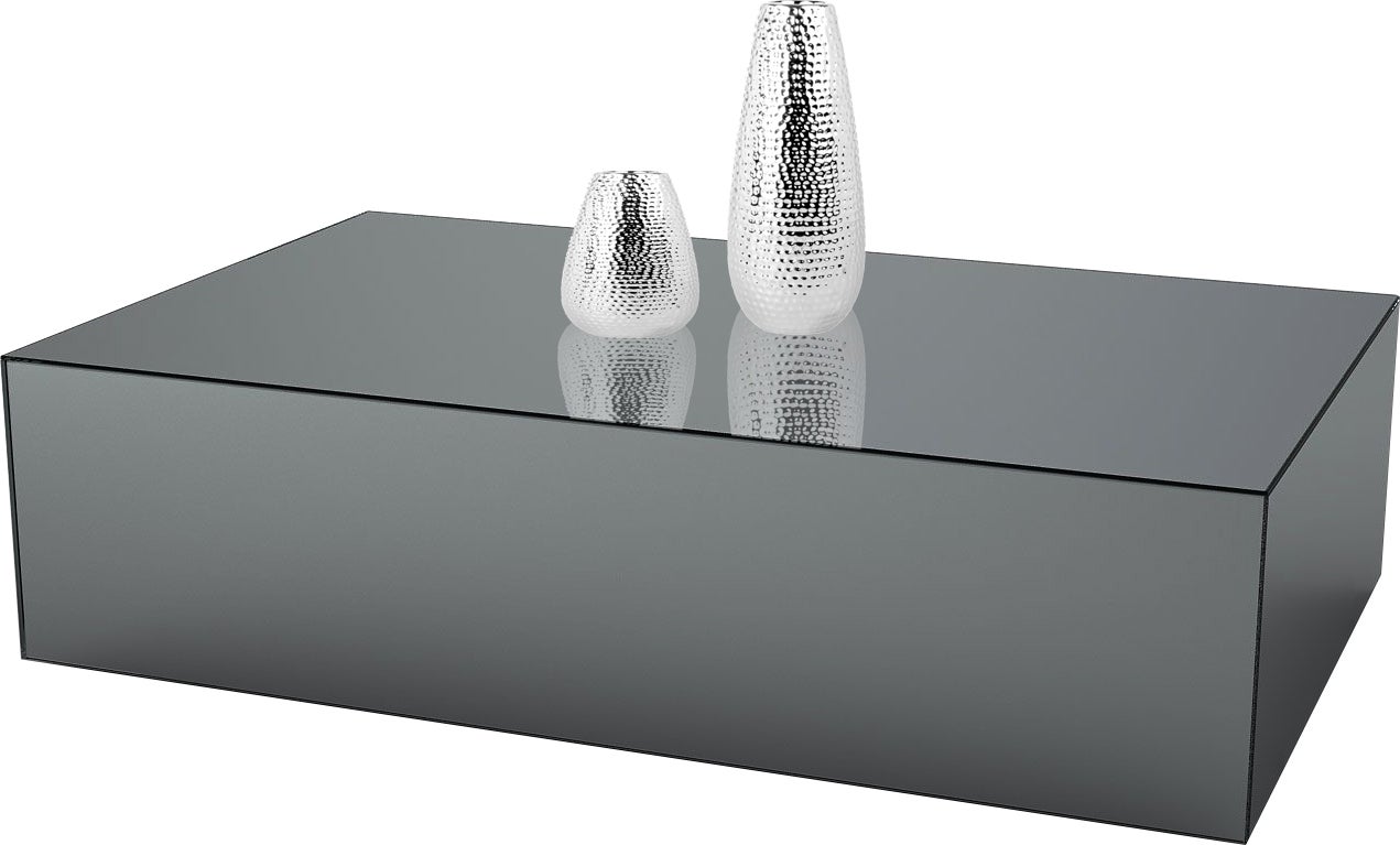 Table basse design bloc rectangle en miroir anthracite L. 130 x P. 70 x ...