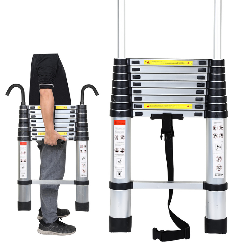 Escalera telescópica con extensión de gancho escalera de hasta 150 kg ...