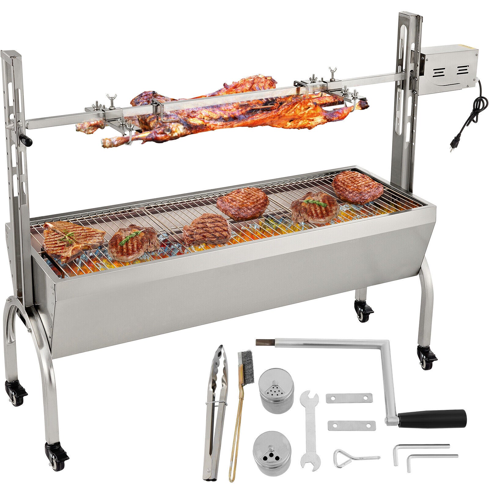 VEVOR Rotisserie Grill 132 libras de capacidad Acero inoxidable Cerdo ...