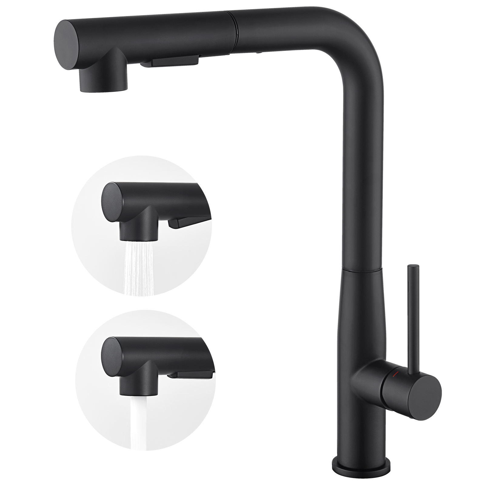 Rubinetto Cucina, Miscelatore per Lavello in Acciaio Inox con Doccia Estraibile,2 Modalità Getti ...