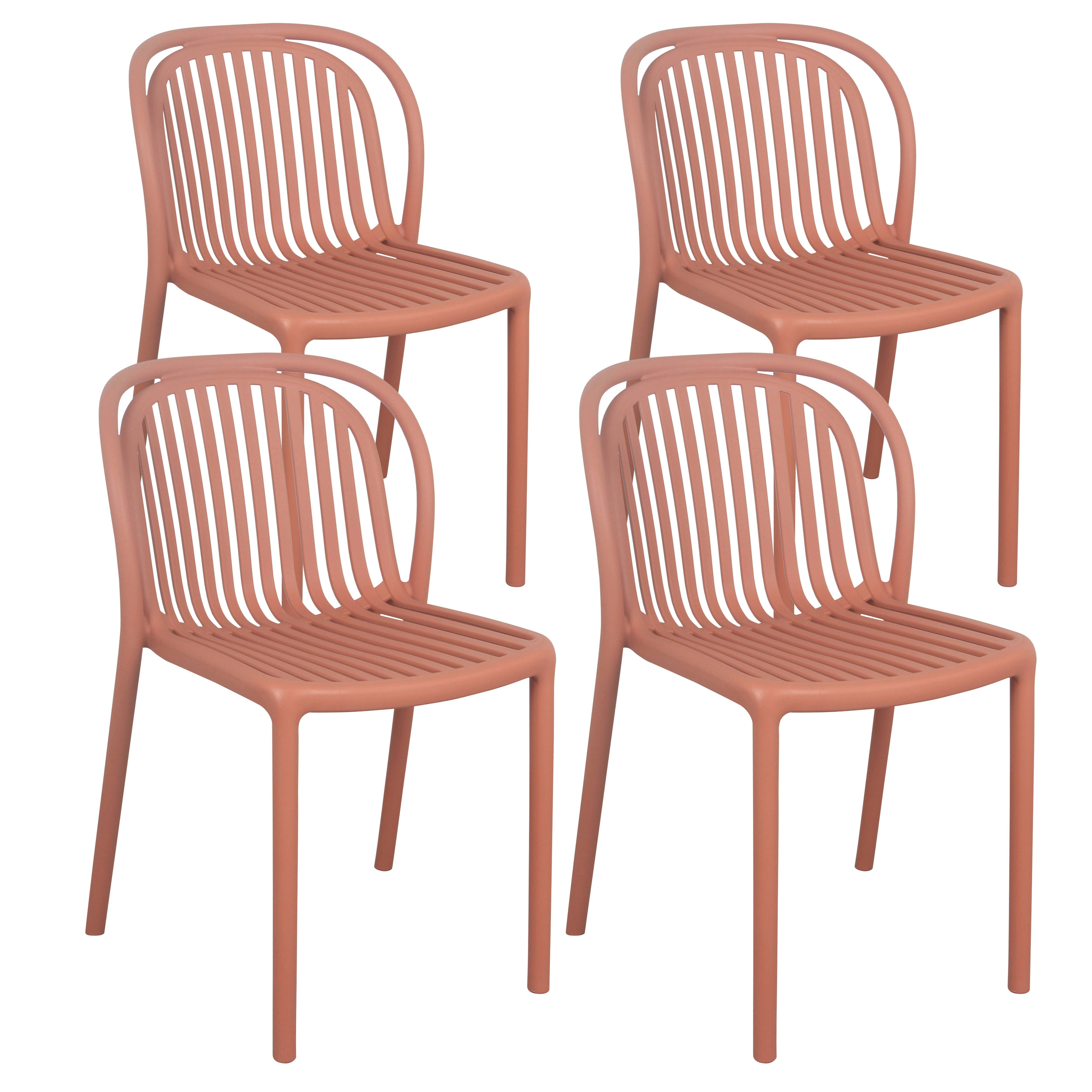 Lot de 4 chaises de terrasse en plastique terracotta | Leroy Merlin