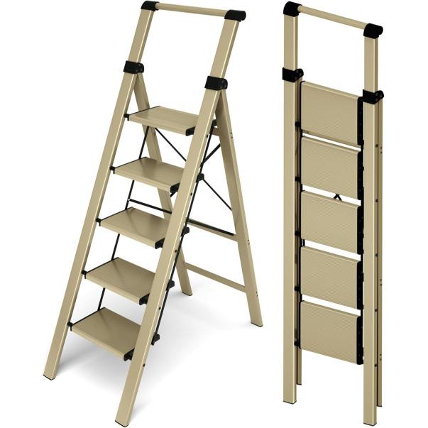 Escalera DALIA - Escalera domestica de Aluminio con Mango. 5 peldaños ...