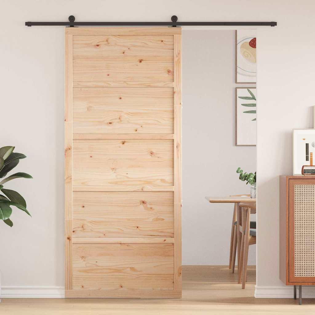 Porte de grange Naturel 100 x 2,5 x 208 cm Bois de pin massif | Leroy ...
