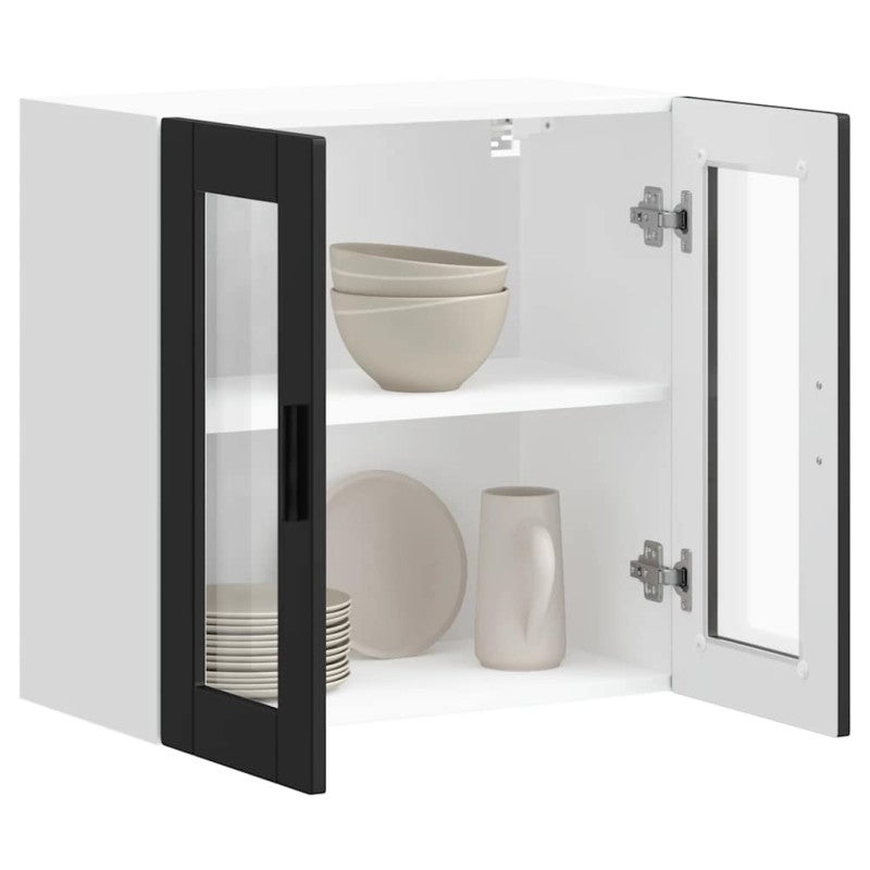 Pensile da Cucina con Porta in Vetro Porto Nero vidaXL | Leroy Merlin