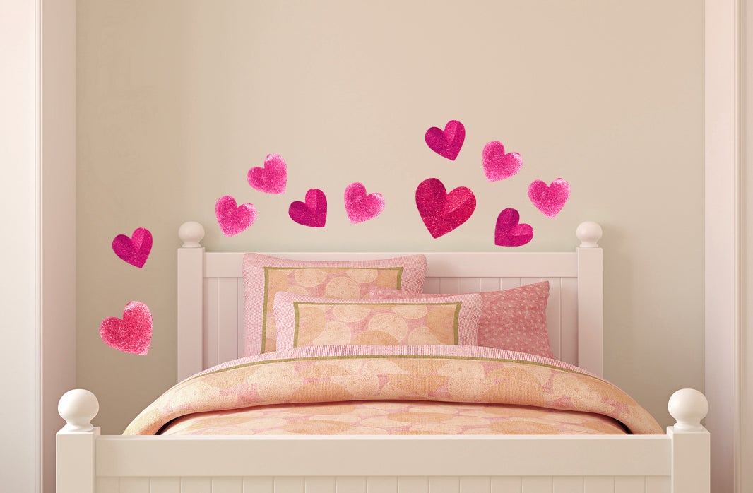 Sticker autocollant décoratif, illustration des coeurs avec des ...