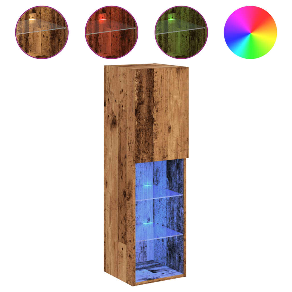 Mueble para TV con luces LED madera envejecida 30,5x30x102 cm | Leroy ...