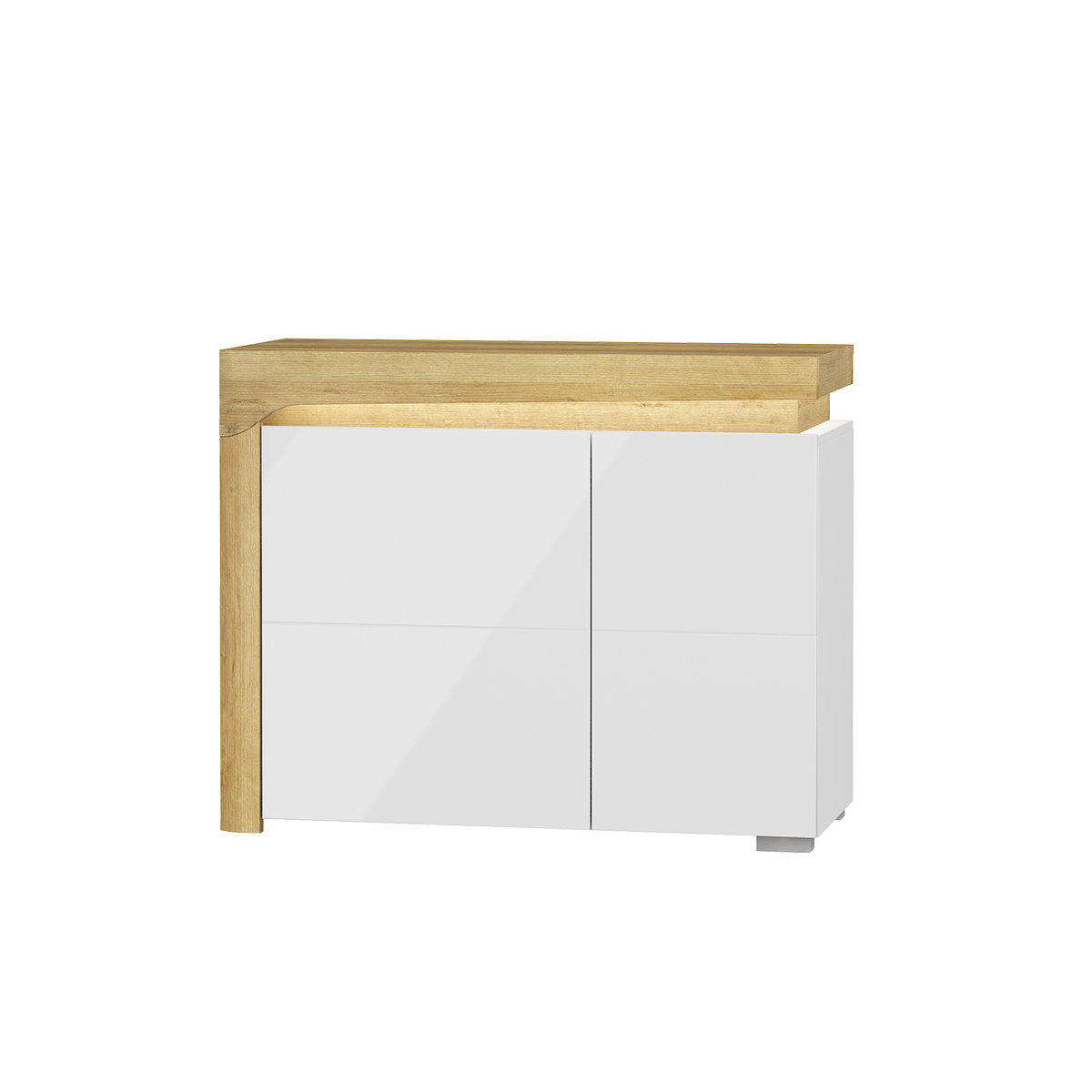 Buffet 2 portes LED inclus Teo Blanc et Bois | Leroy Merlin