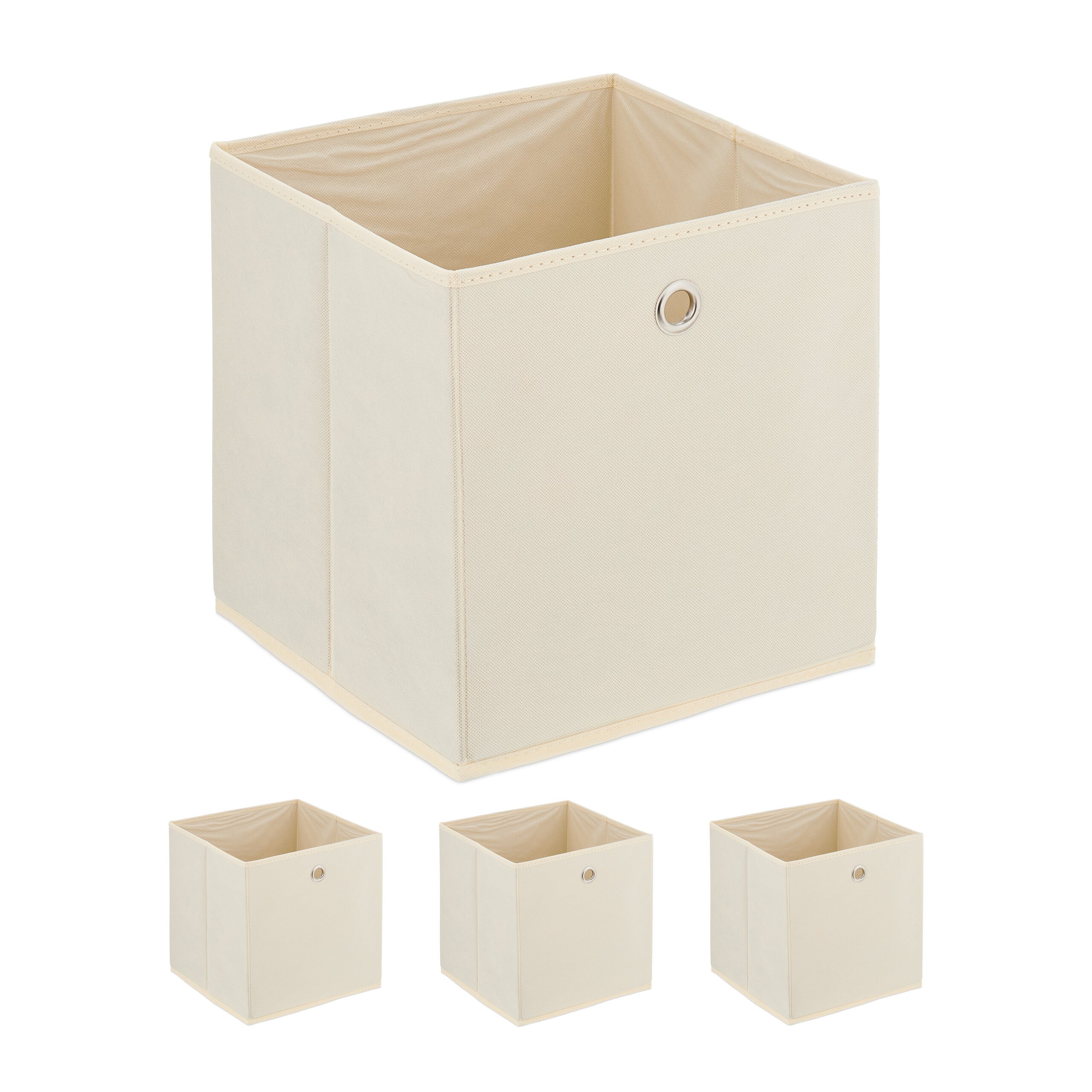 Relaxdays Cajas Almacenaje con Asas redondas de Acero, Set de 4 ...