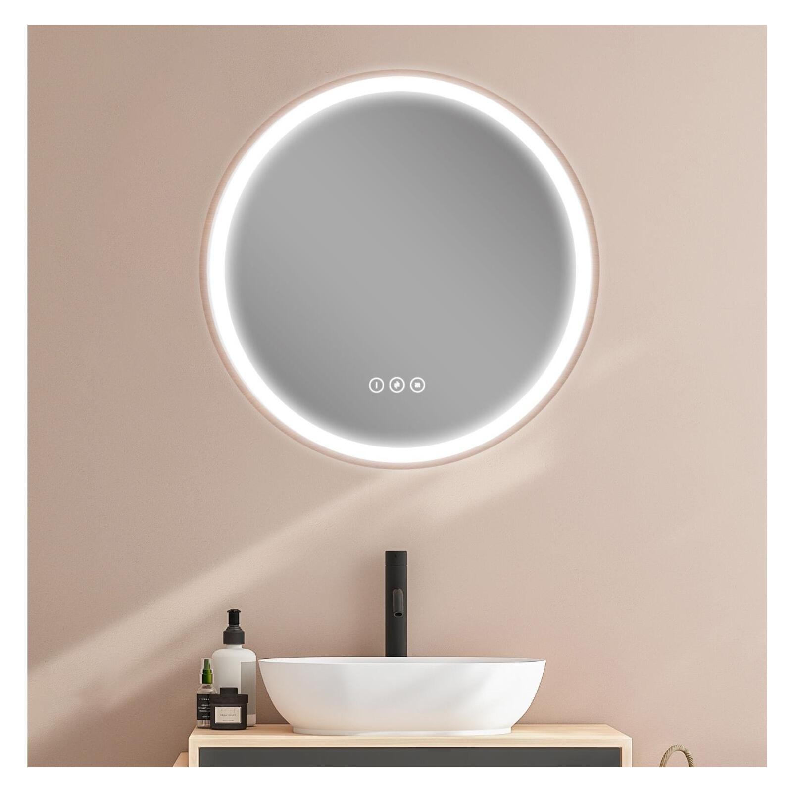 Miroir LED rond avec cadre en bois GLIMMA | Leroy Merlin