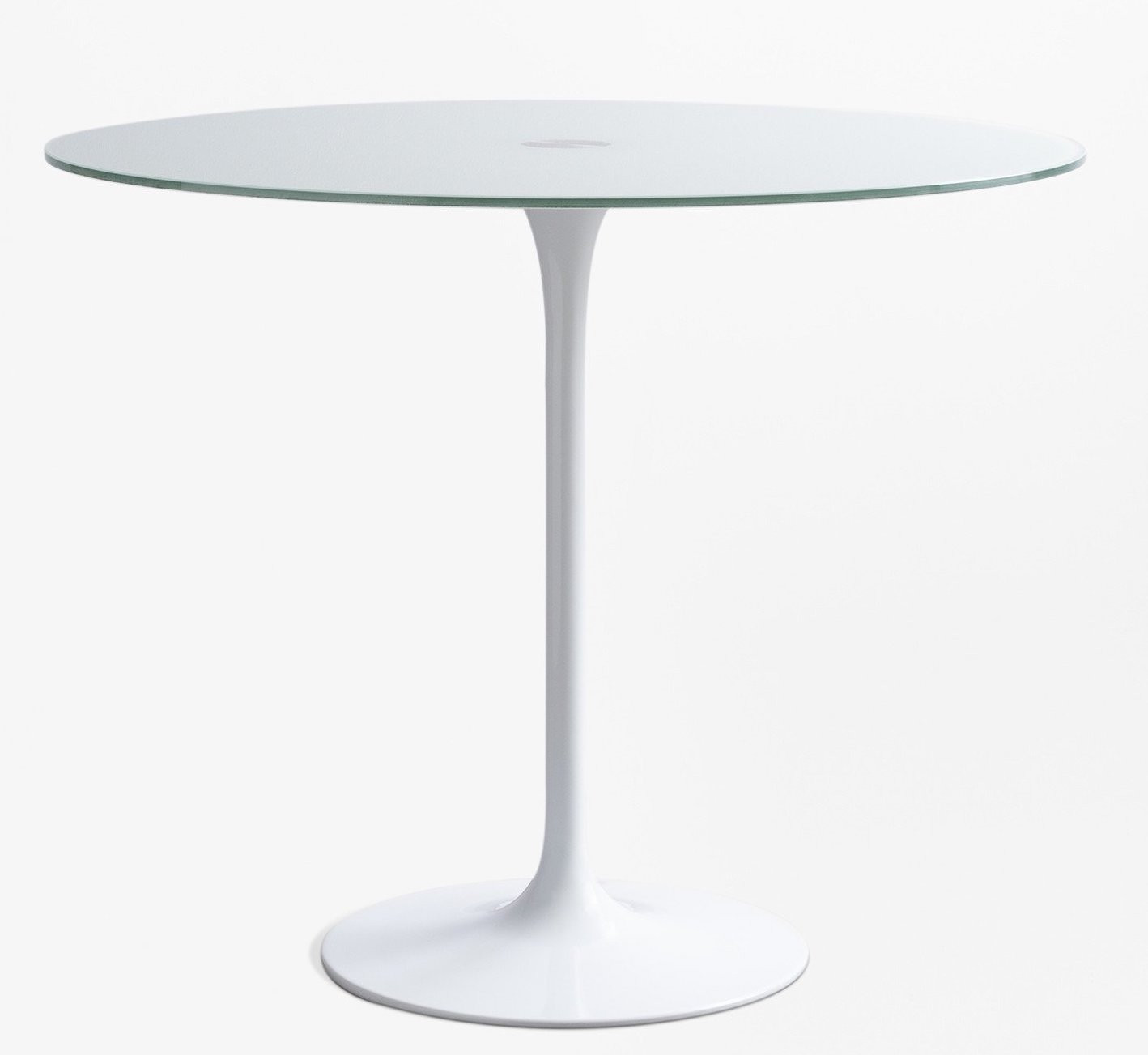 Table ronde moderne métal blanc et verre cristal blanc 90cm | Leroy Merlin