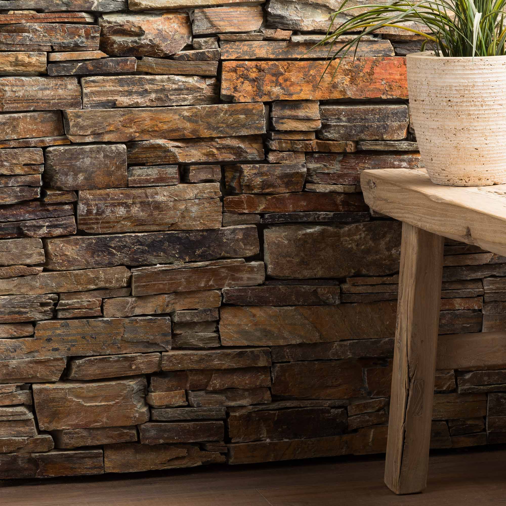 Plaquette de parement Premium pierre naturelle massif Schiste Oxydé ...