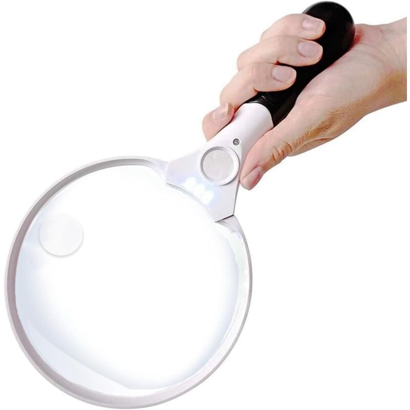 Grande loupe avec lumière LED, idéale pour lecture, exploration, examen ...
