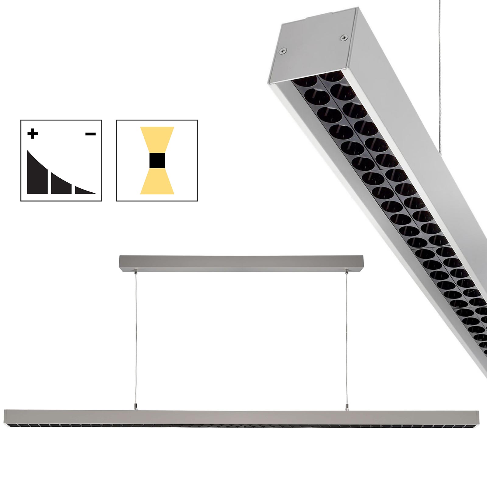 Lustre LED 60W dimmable suspension barre lumineuse double émission ...