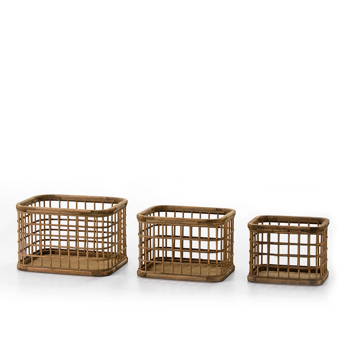 Ensemble de 3 paniers en bois naturel : 50 x 40 x 32 cm, 43 x 33 x 30 ...