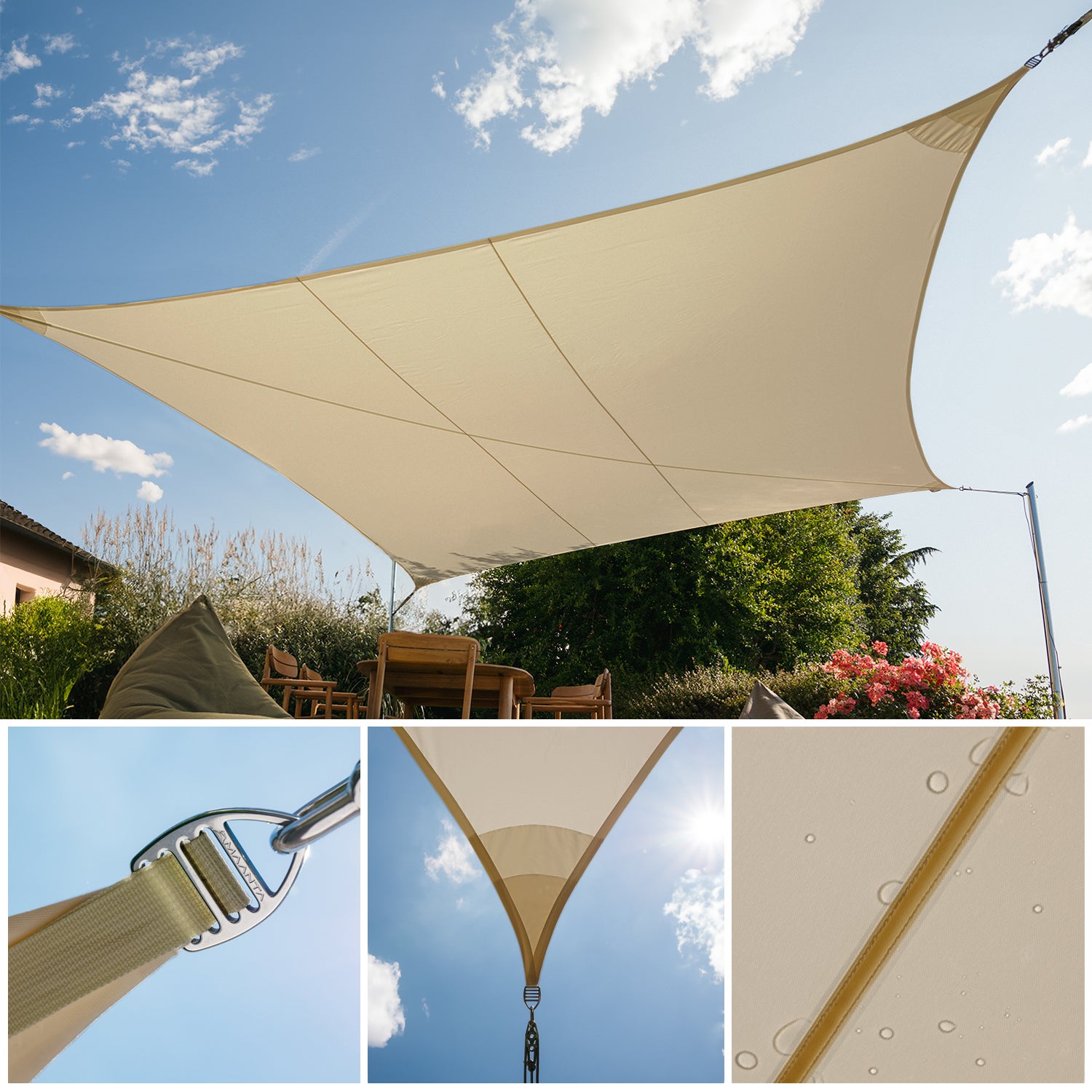 Voiles d'ombrage Imperméables Carré 5.5 X 5.5 Beige, EZ Breez | Leroy Merlin