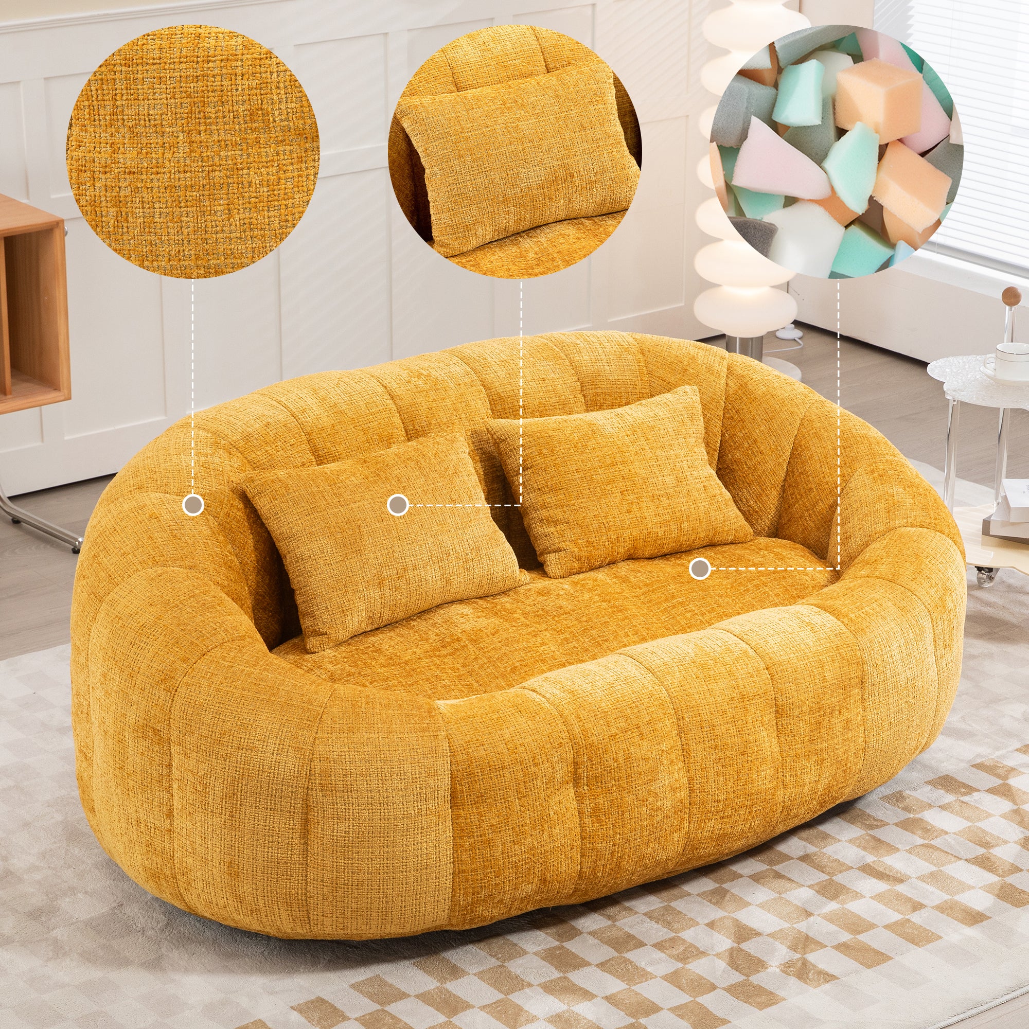 Sillón puf, sofá de relajación, cómodo y duradero sillón puf con ...