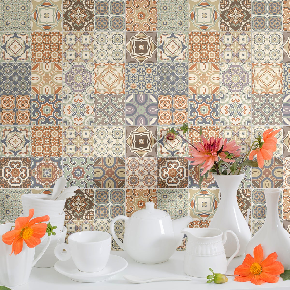 9 vinilos azulejos julietina - adhesivo de pared - revestimiento ...