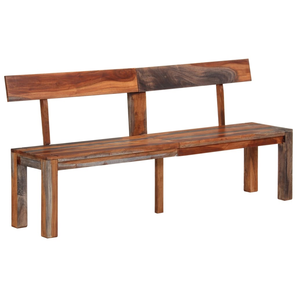 Banco con respaldo 160 cm madera maciza de acacia gris | Leroy Merlin
