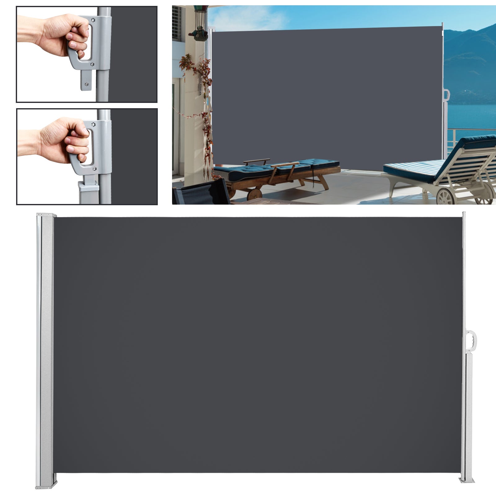 Toldo lateral viento ligero paisaje retráctil toldo lateral jardín ...