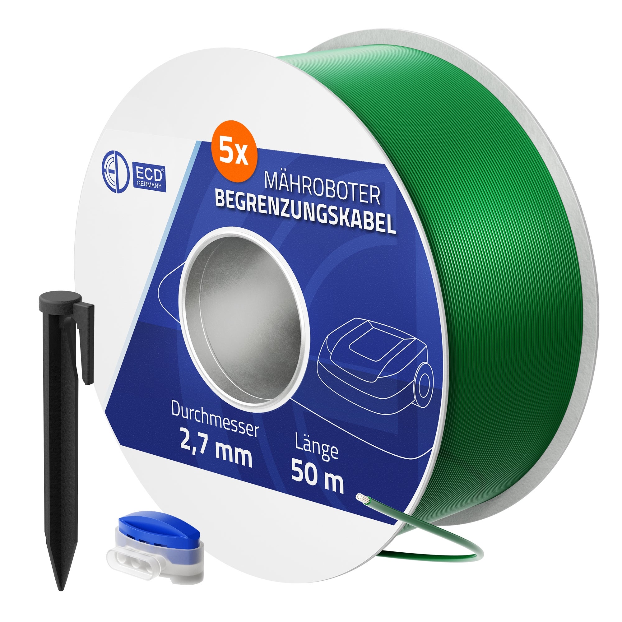 ECD Germany Cable delimitador universal para robot cortacésped 250m con ...