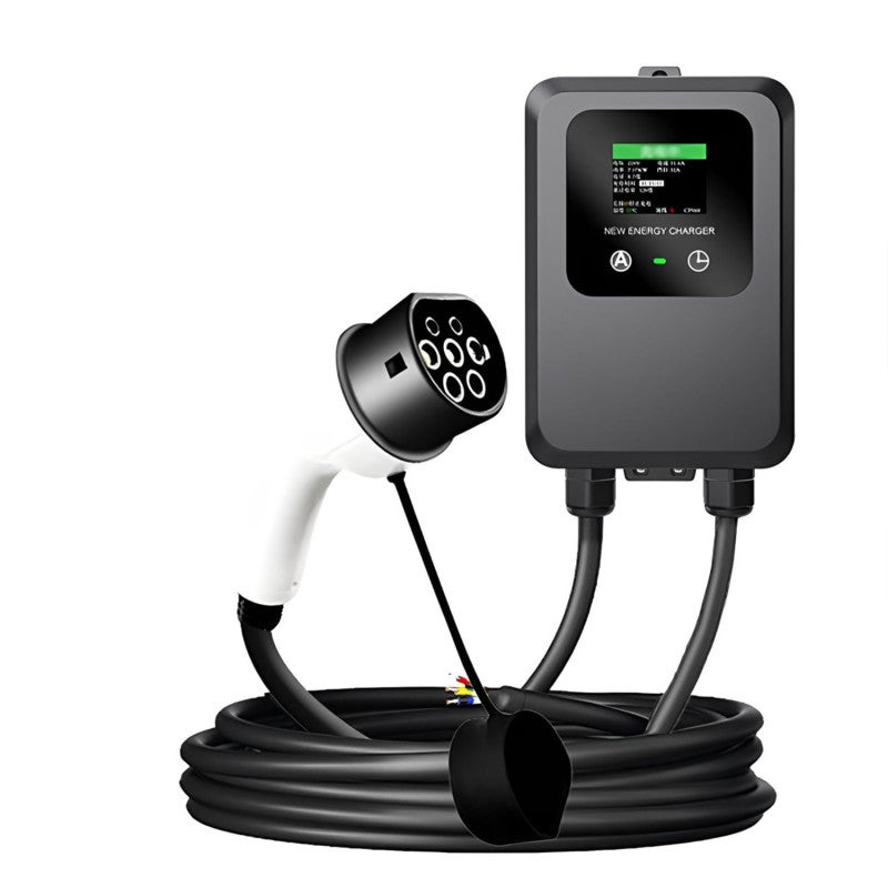 Station de charge murale VE Type 2 - 7KW 32A, écran couleur, 5M câble ...