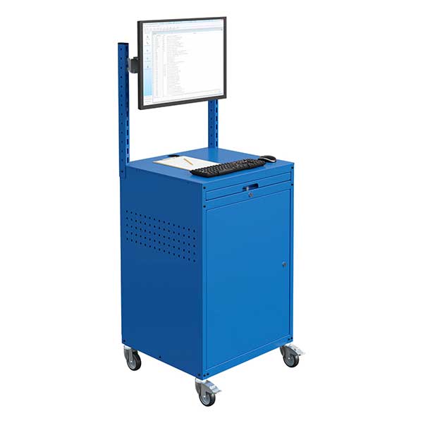 Armoire informatique mobile - Gris clair - Support écran sur rail ...