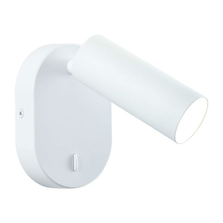 SOEREN - Foco ajustable LED con interruptor en metal blanco mate 18cm ...