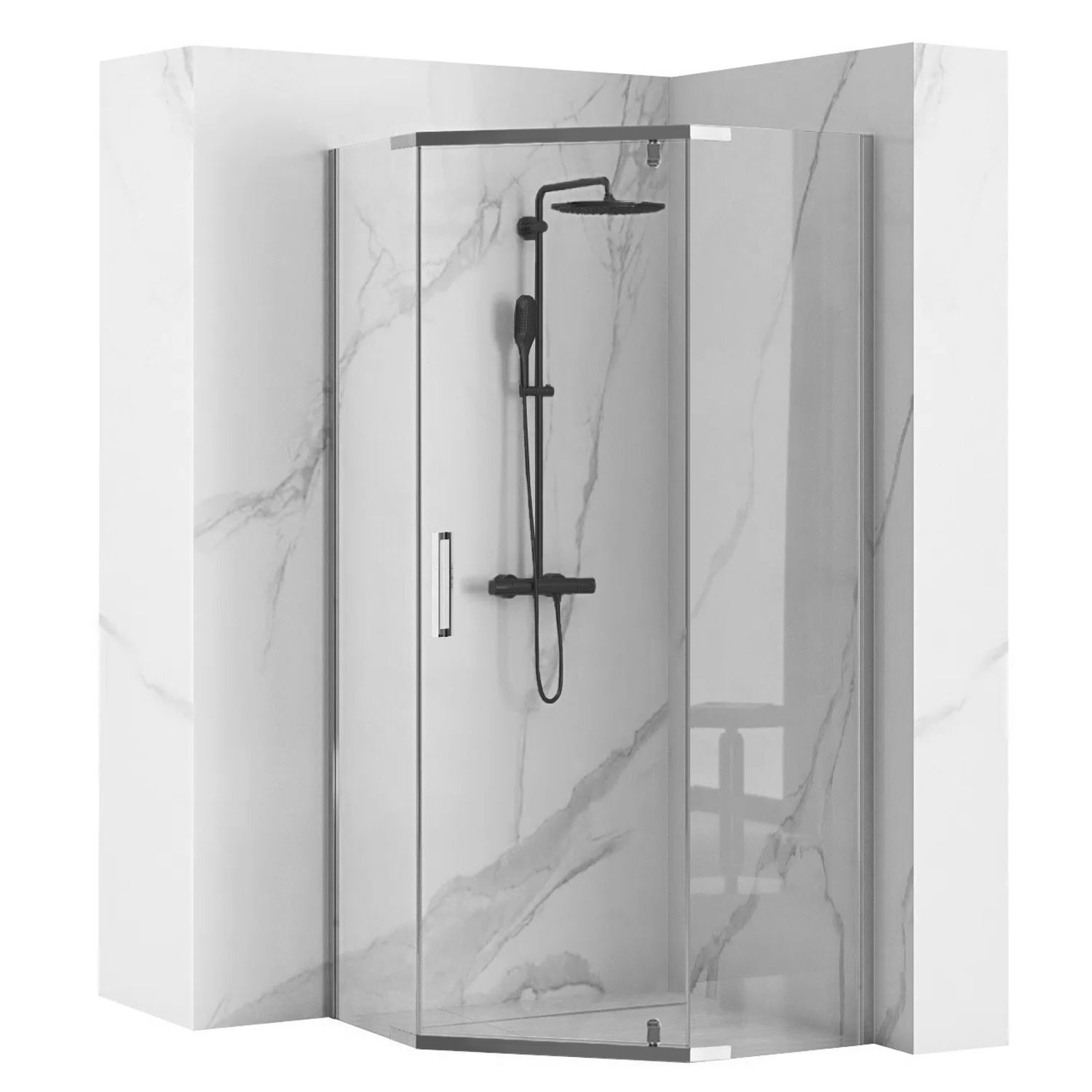 CABINE DE DOUCHE REA AXIN 80X80 CHROME + RECEVEUR DE DOUCHE DIAMOND ...