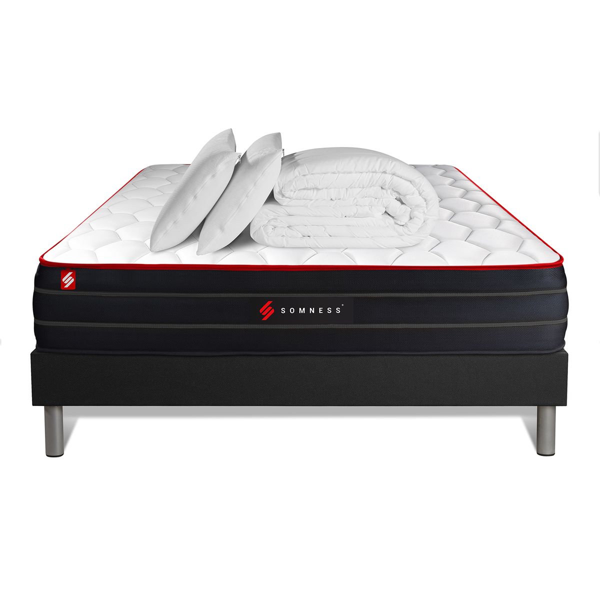 Pack Matelas Boost - Ressorts ensachés et mémoire de forme - Ep : 26cm ...