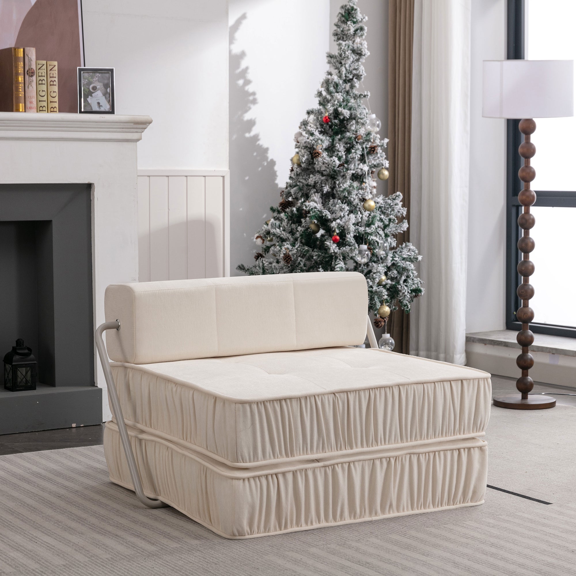 Canapé lit futon pliant blanc matelas sol petit espace salon chambre ...