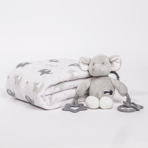 Couverture avec jouet d’éveil GREY ELEPHANT | Leroy Merlin