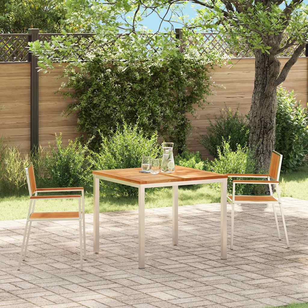 Silla de Jardín 2 pcs Madera de teca sólida y acero inoxidable vidaXL ...