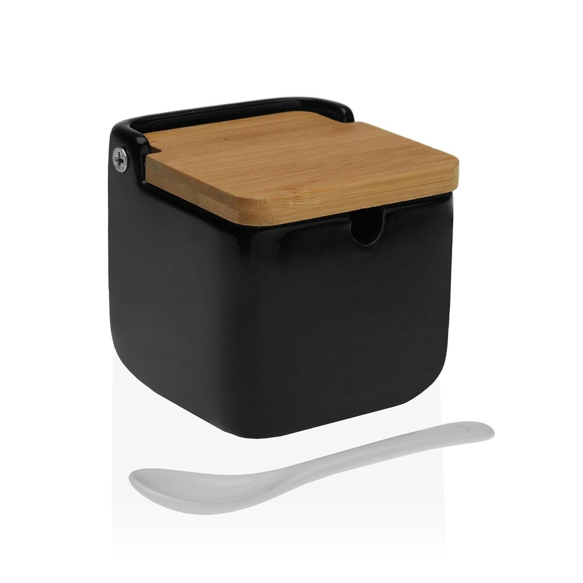 Azucarero Versa Negro Cerámica Bambú Dolomita (8 x 8 x 8 cm) | Leroy Merlin