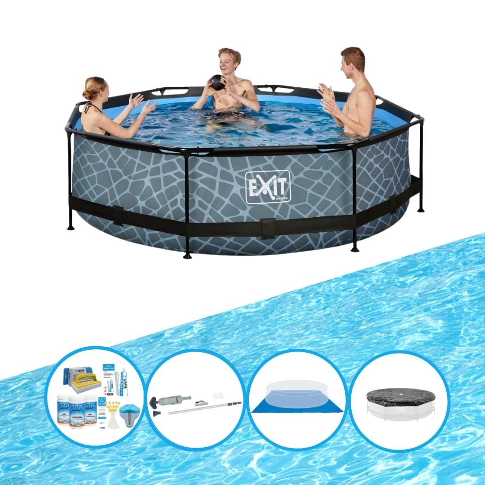 EXIT Piscine Stone Grey - Frame Pool ø300x76cm -- Avec accessoires ...