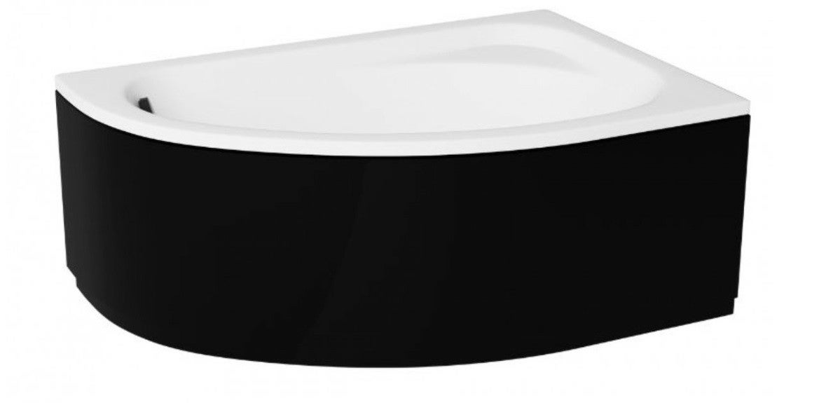 Baignoire d'angle asymétrique CORNEA 140x80 cm droite avec tablier noir | Leroy Merlin
