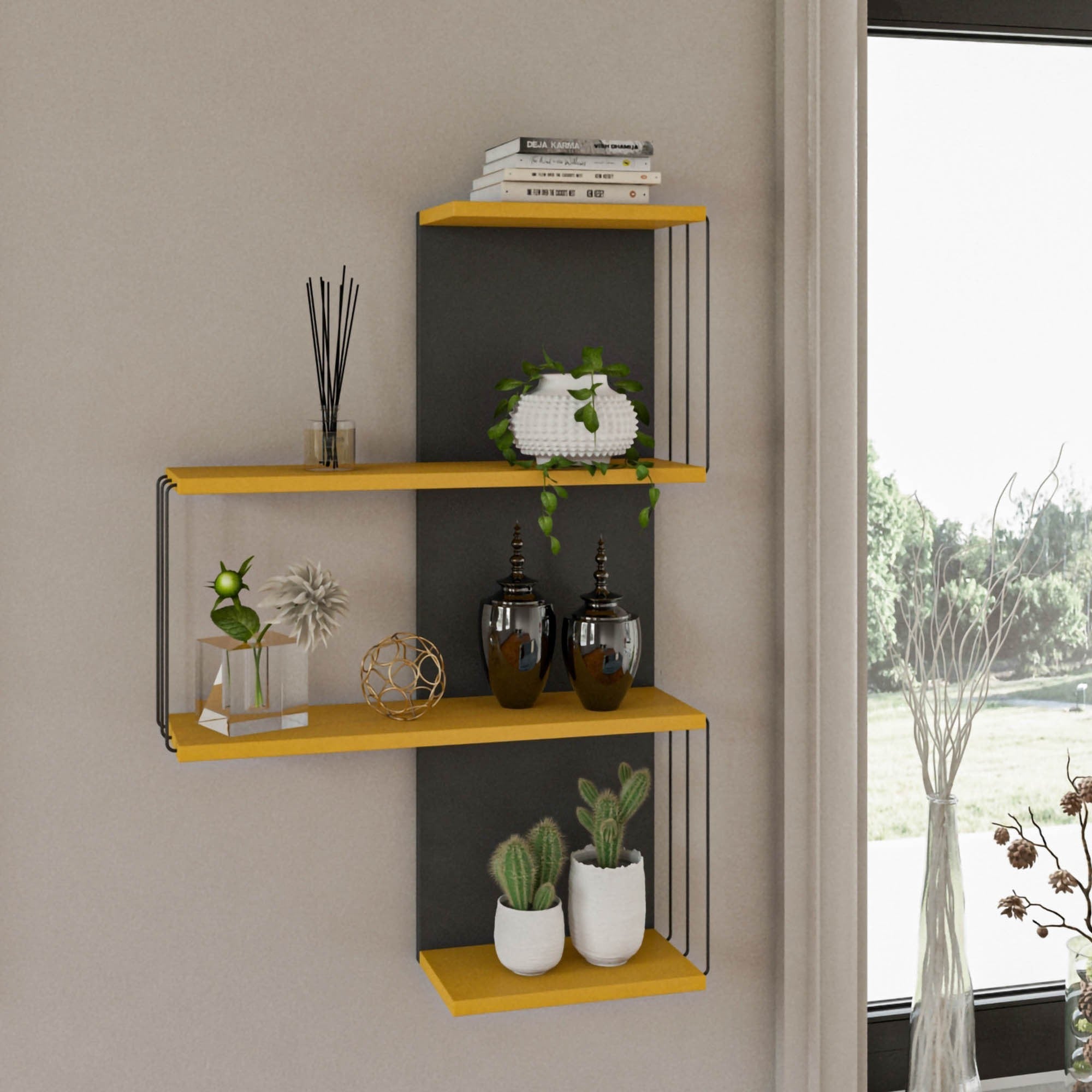 Estante de pared Chambel antracita amarilla | Leroy Merlin