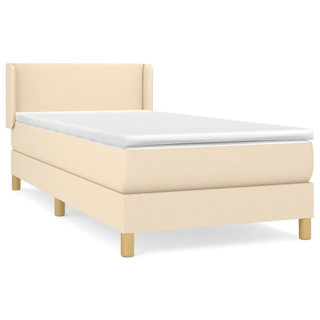 Lit simple | Lit Adulte | Lit à sommier tapissier avec matelas Crème ...