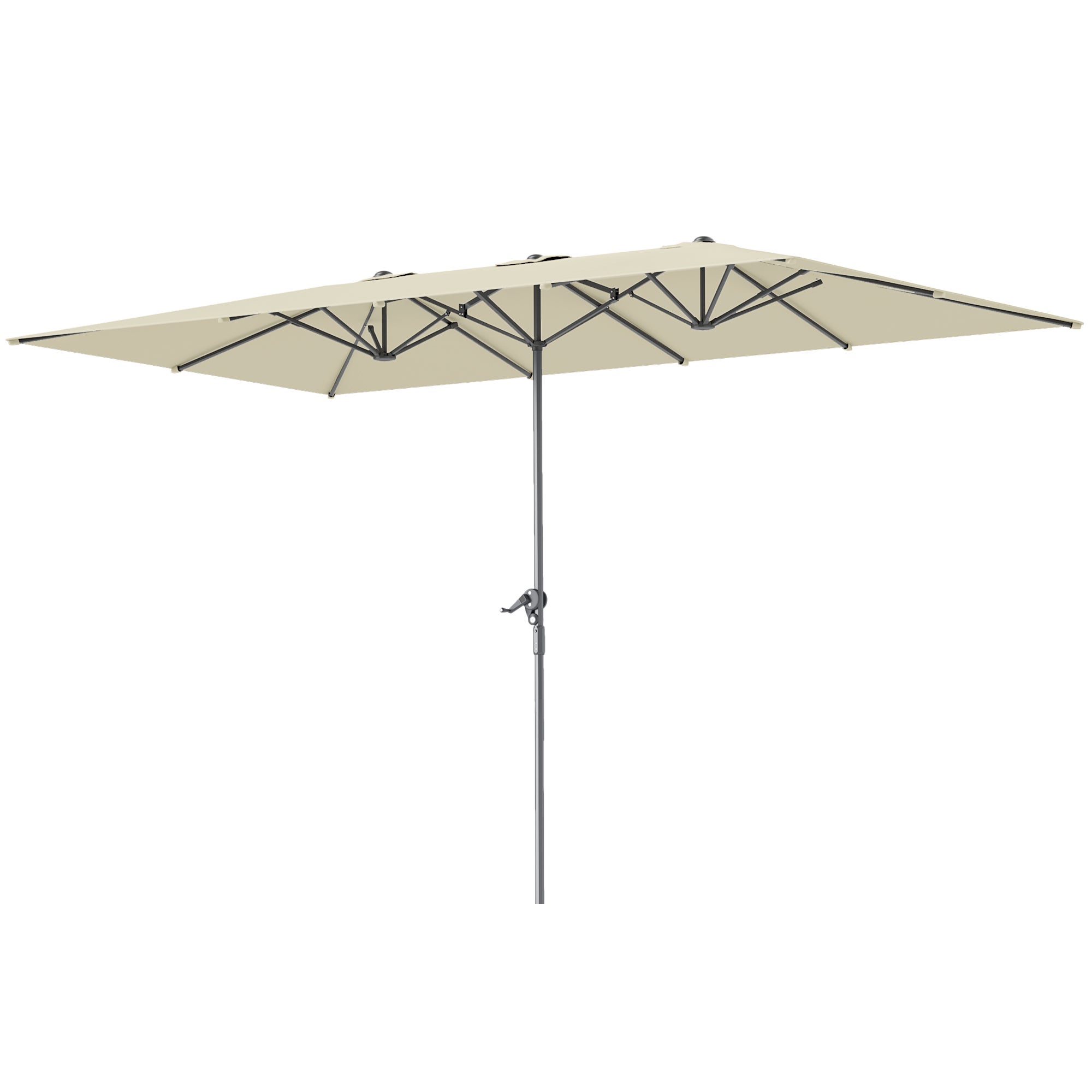Parasol double face,451x264cm,à manivelle,12 baleines métalliques,mât ...