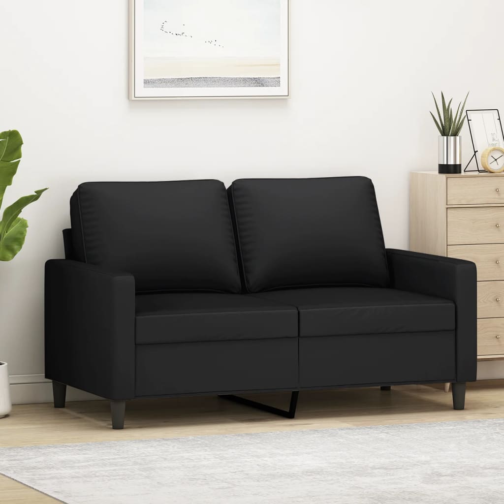 Divano a 2 Posti Nero 120 cm in Velluto | Leroy Merlin