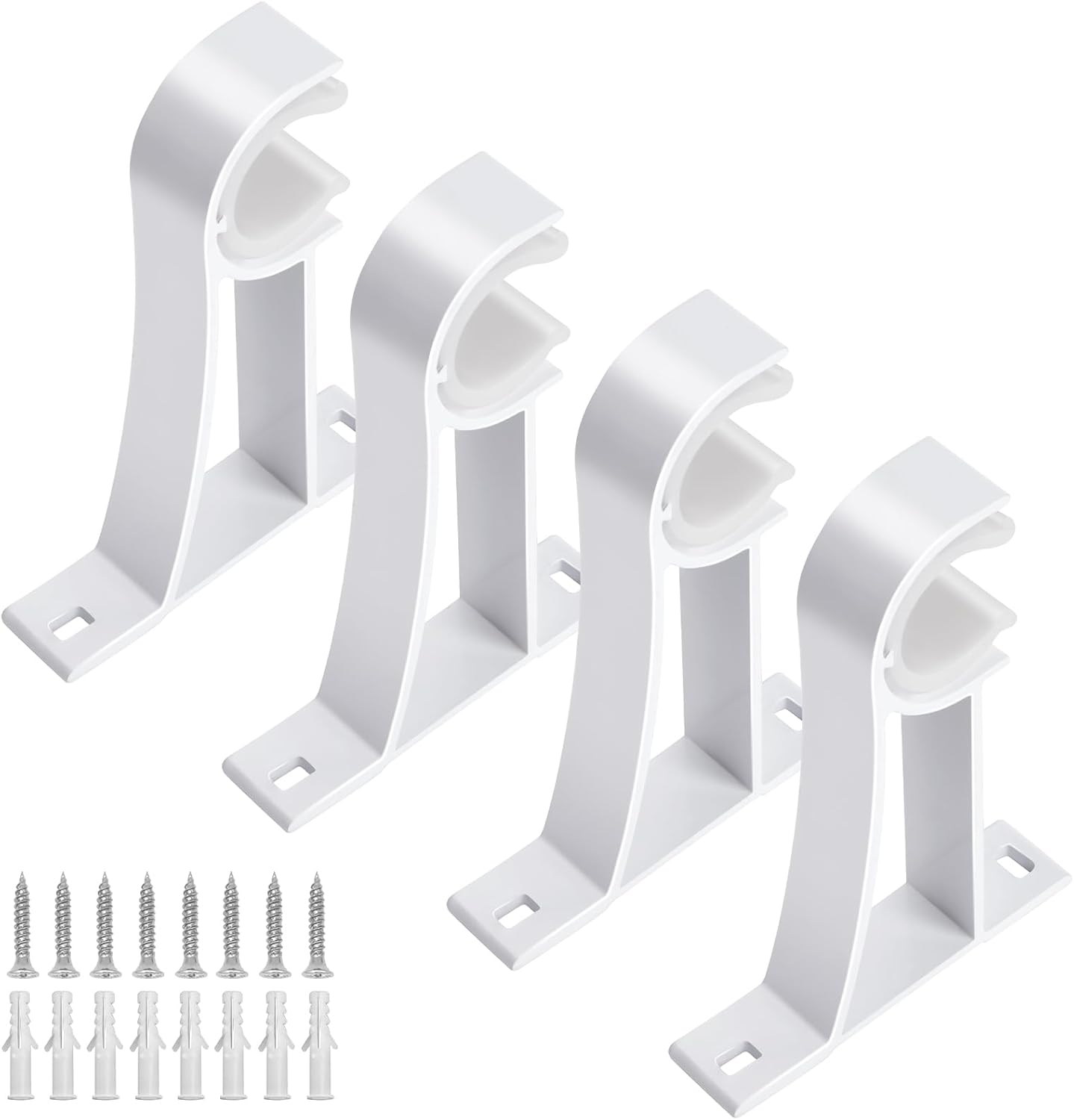 Lot de 4 supports de tringle à rideaux blancs robustes avec vis ...