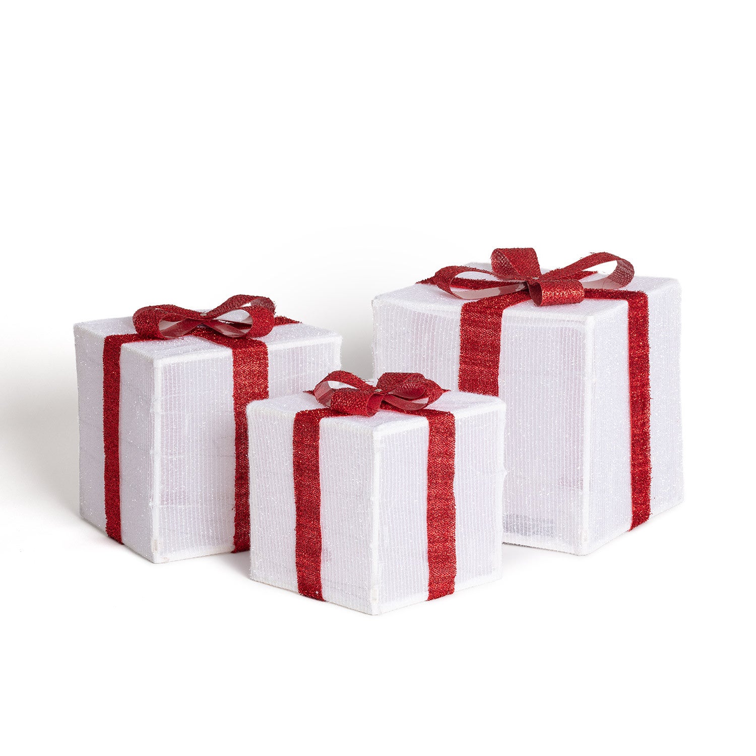 Ledkia Pack de 3 Cajas Regalo de Navidad LED con Batería Noelle Blanco ...