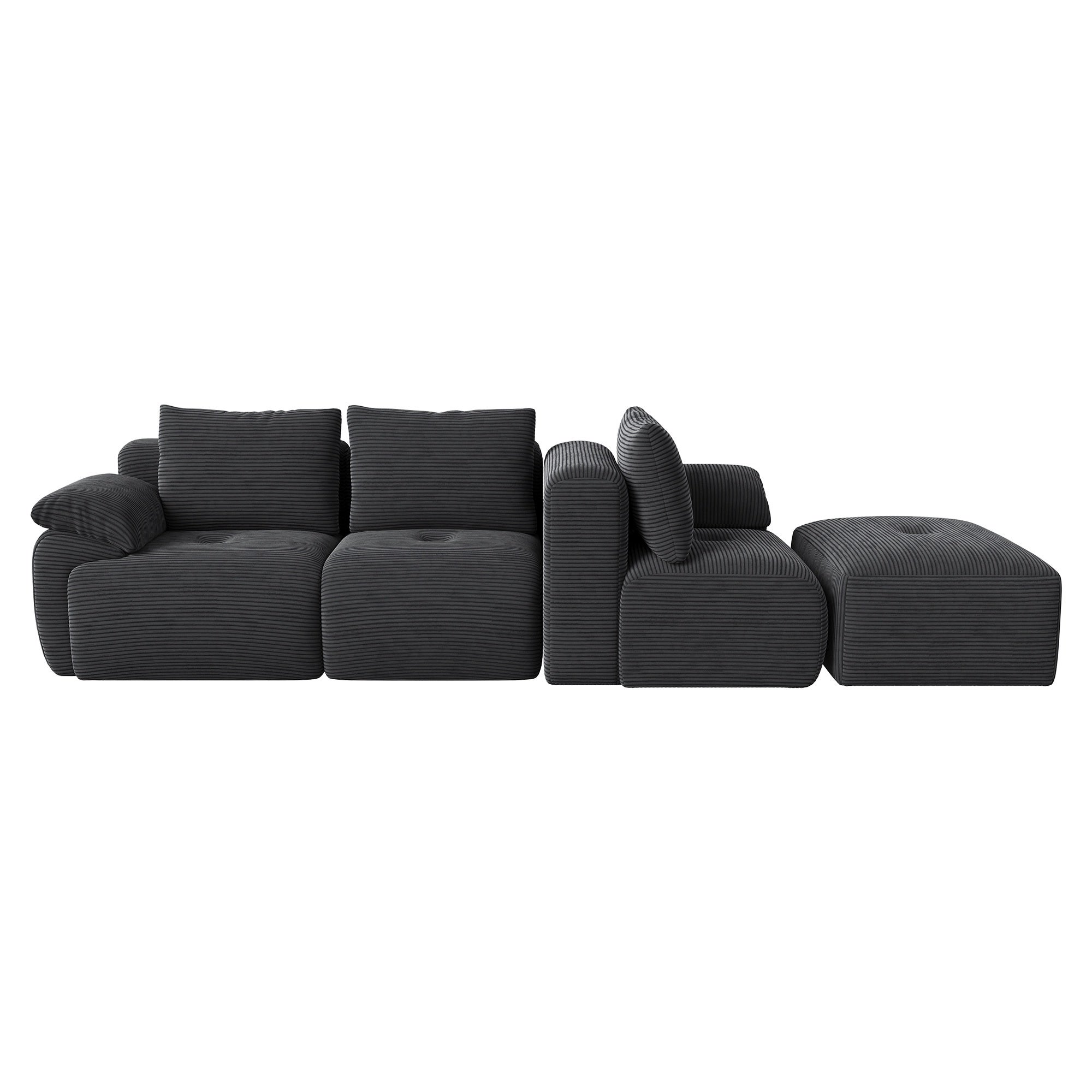 Sofá rinconera, Sofá modular 3 plazas con puf, Espuma alta densidad sin ...