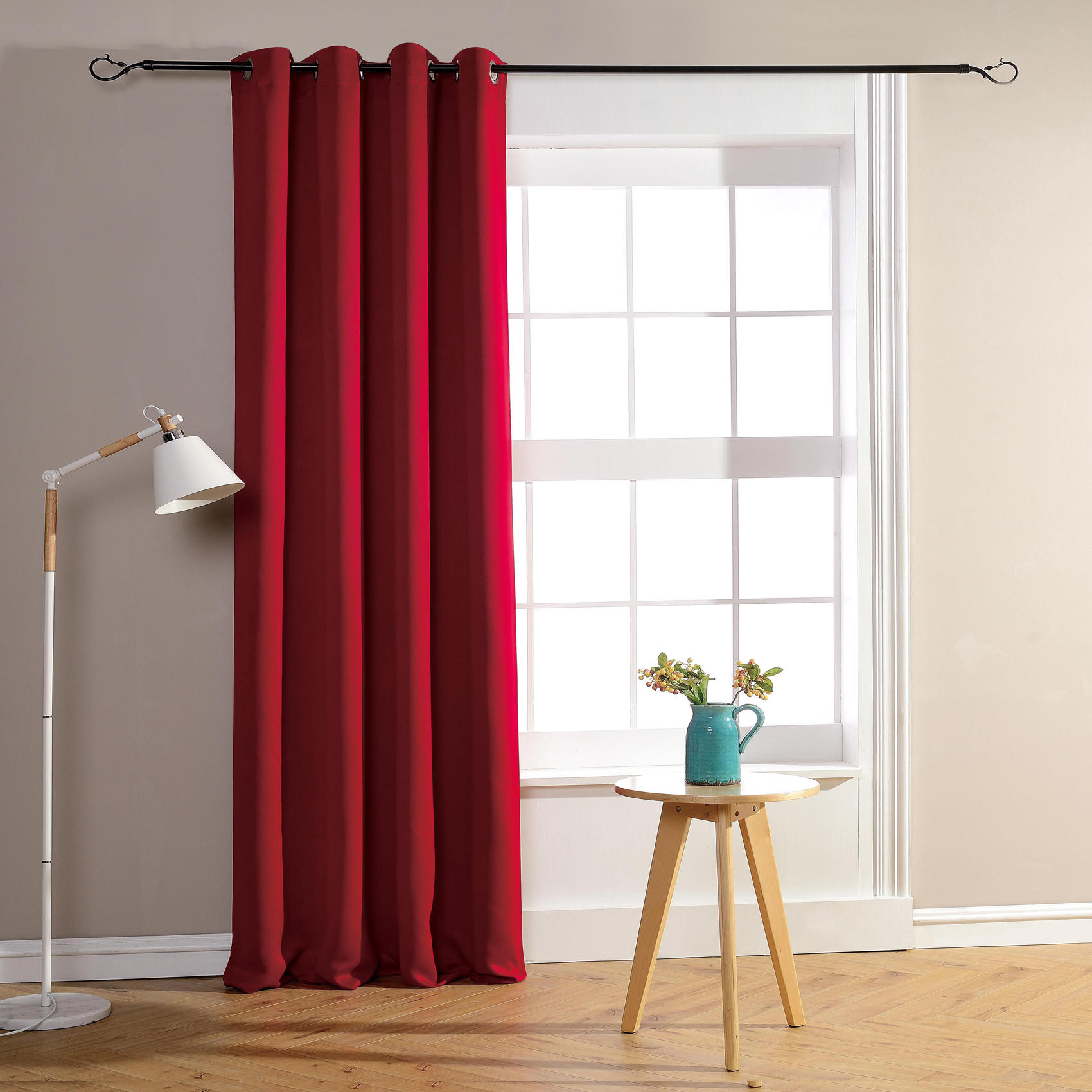 Rideau occultant pour chambre et salon - Rouge - 140x260 cm - Polyester ...
