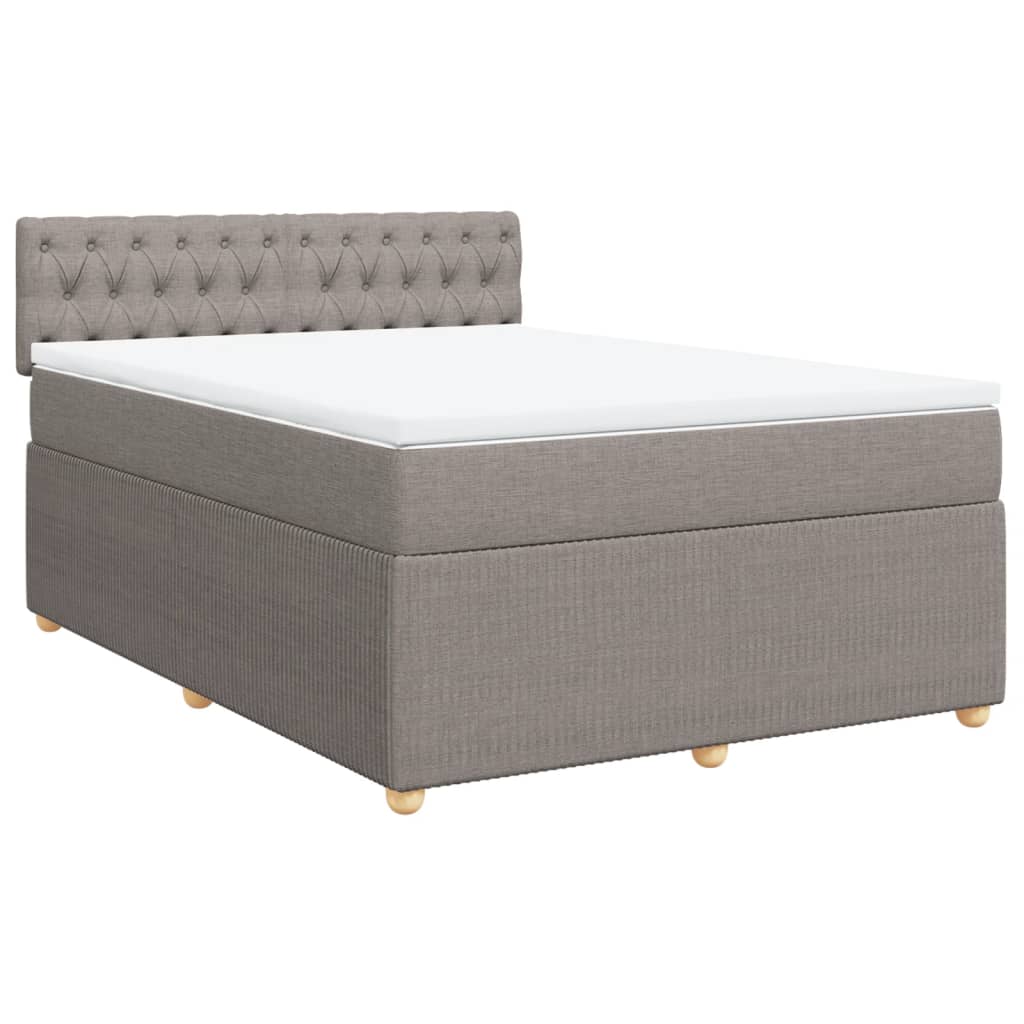 Lit boxspring avec matelas en tissu gris taupe 140x200 cm | Leroy Merlin