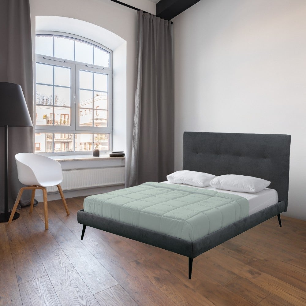 Letto matrimoniale con rete inclusa Stiletto tessuto colore ash grigio ...