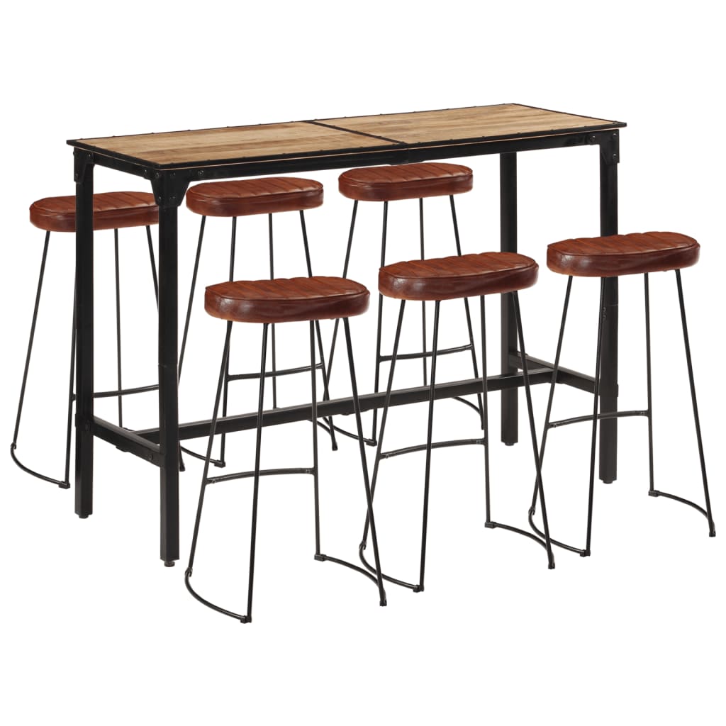 Maison Exclusive - Ensemble de bar 7 pcs bois de manguier brut massif ...